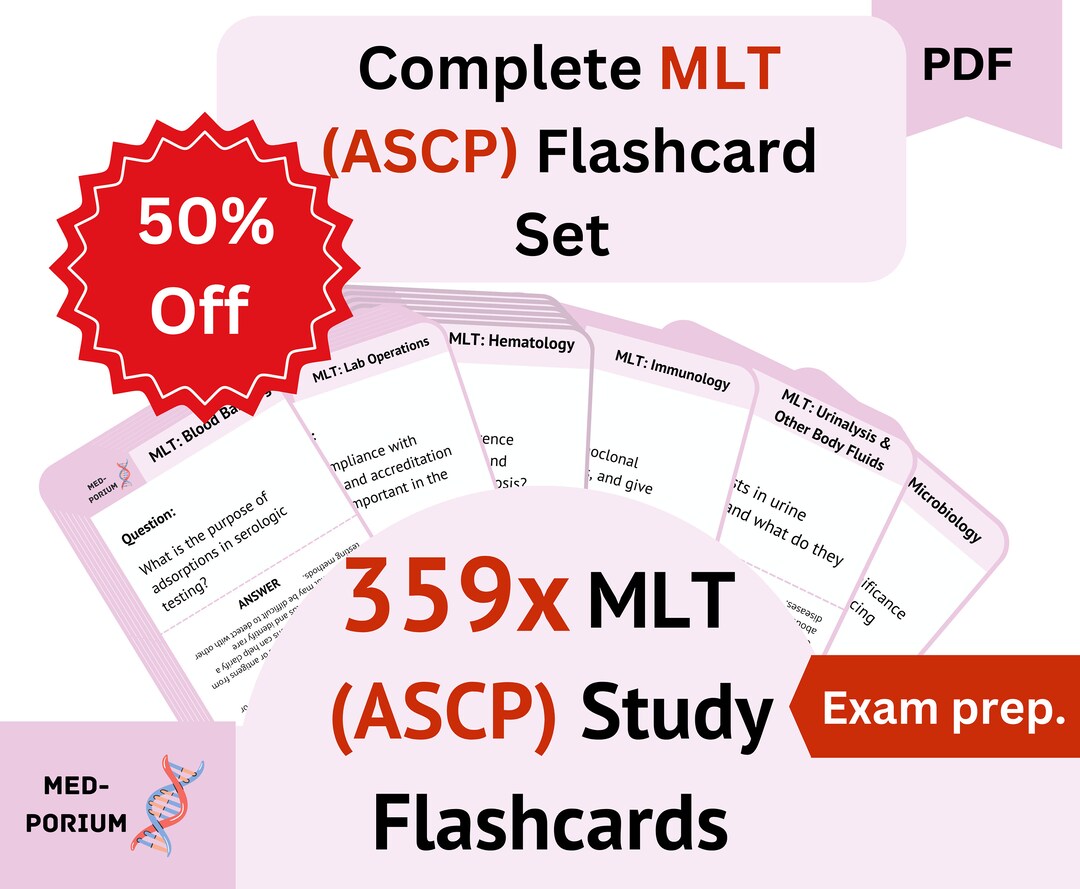 Complete MLT (ASCP) Exam Flashcard Set - Etsy