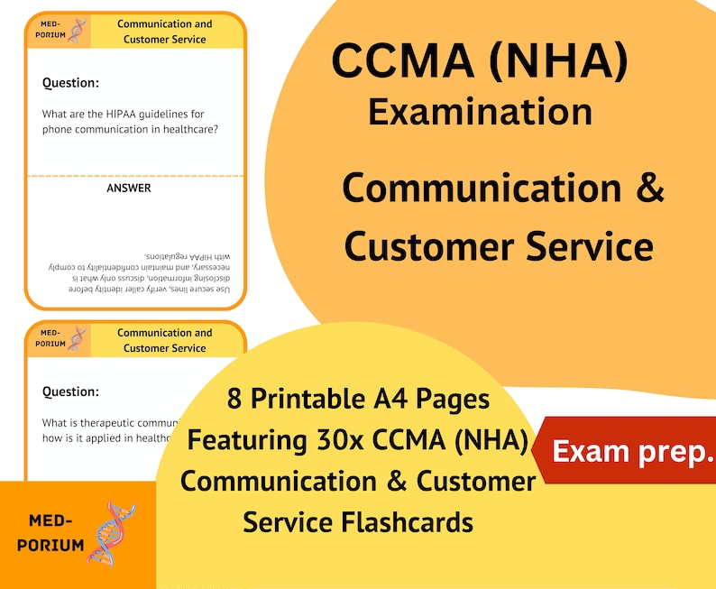 CCMA (NHA) Exam Flashcards: Communication & Customer Service - Etsy