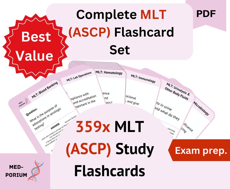 Complete MLT ASCP Exam Flashcard Set - Etsy