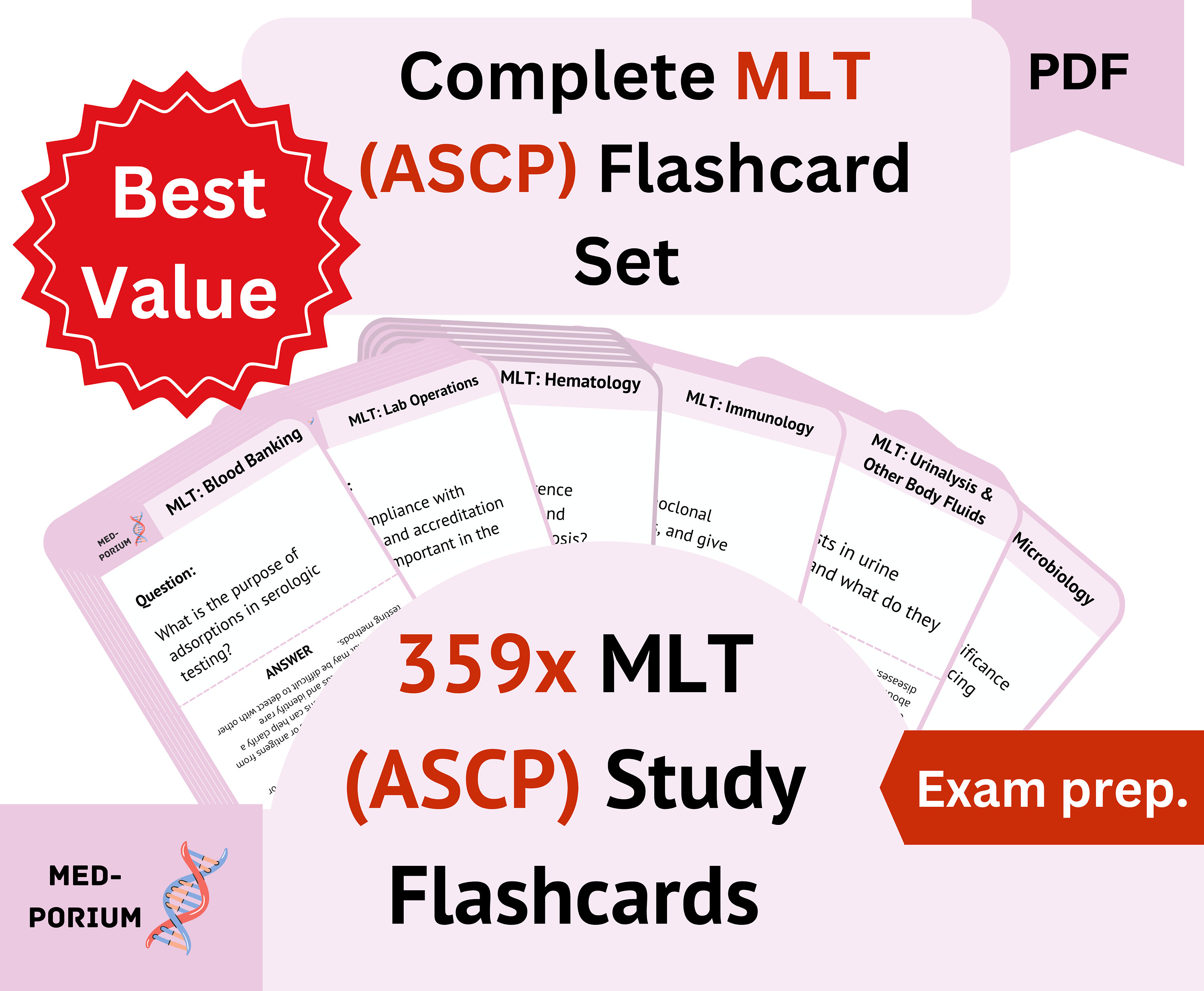 Complete MLT ASCP Exam Flashcard Set - Etsy