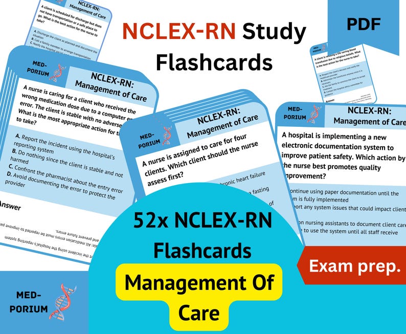NCLEX-RN Flashcards: Management of Care - Etsy