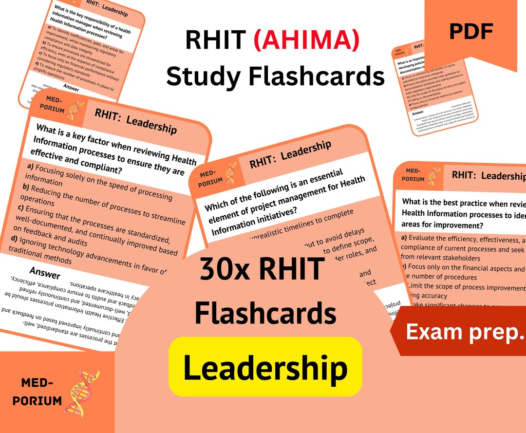 RHIT (AHIMA) Exam Flashcards: Leadership - Etsy