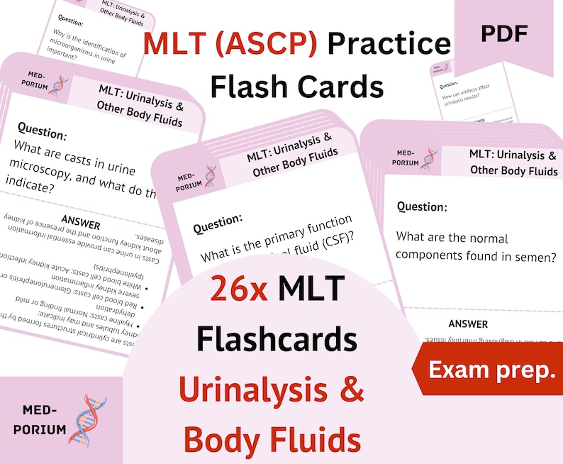 MLT (ASCP) Exam Flashcards: Urinalysis & Body Fluids - Etsy