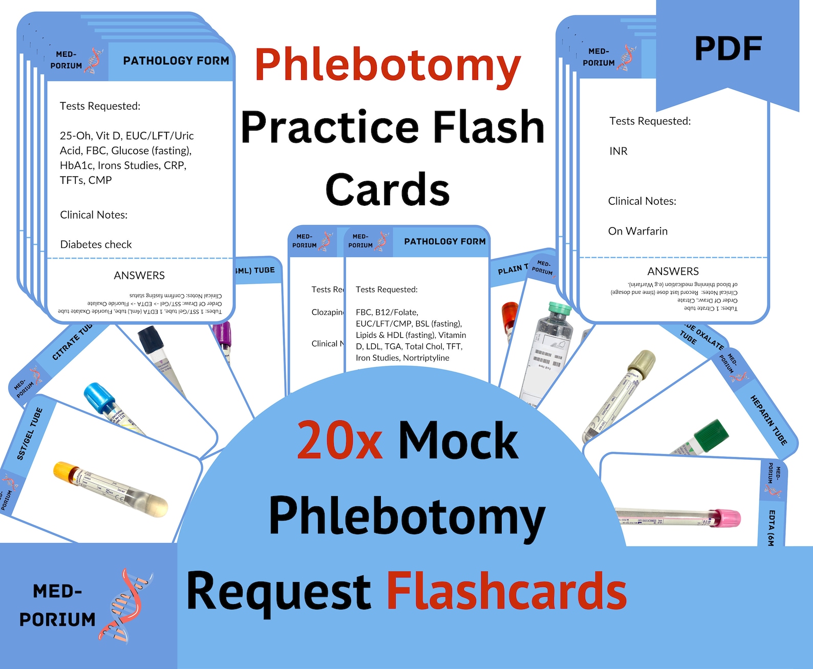 Phlebotomy Practice Flashcards: Mock Phlebotomy Requests - Etsy