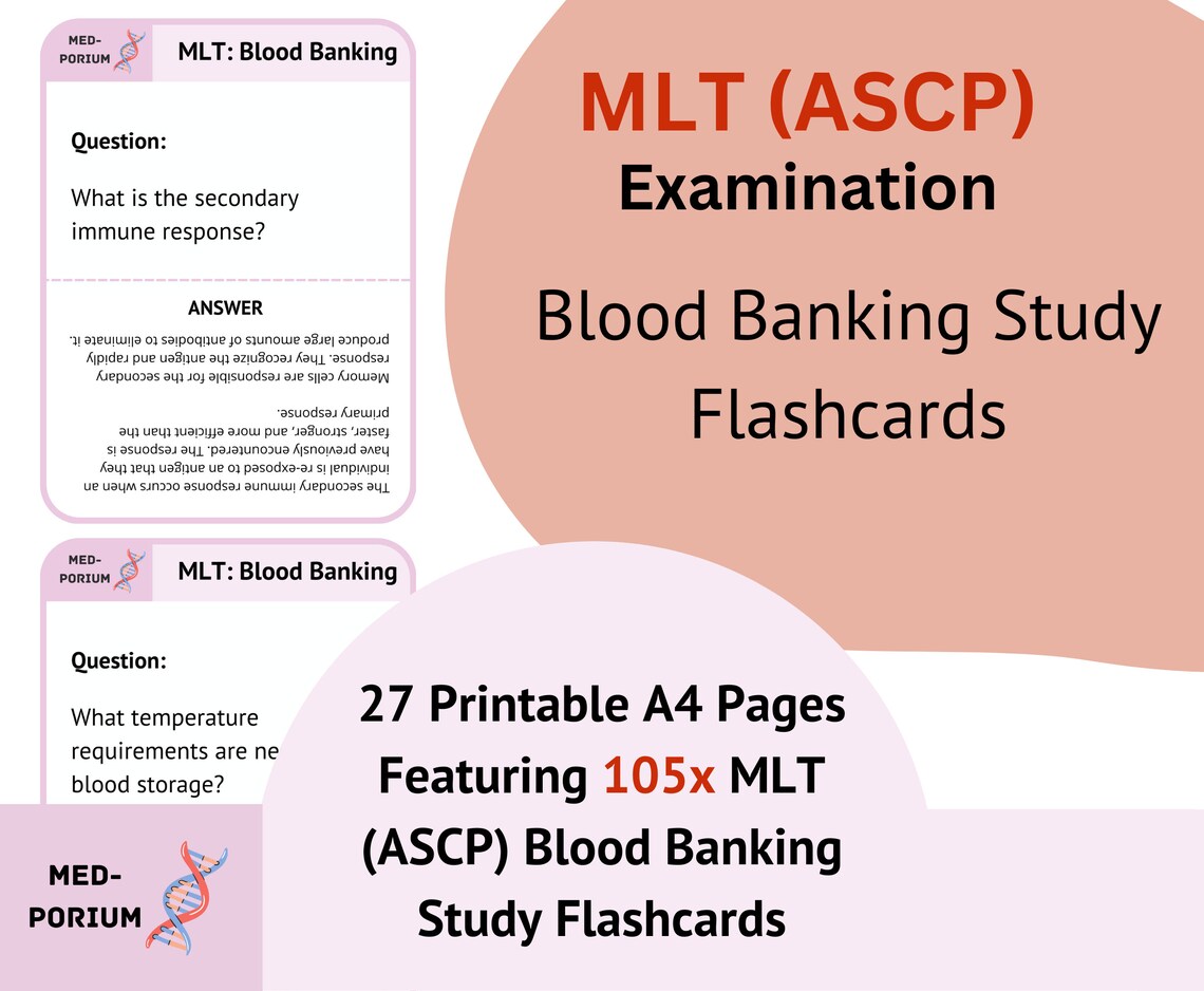 MLT (ASCP) Exam Flashcards: Blood Banking - Etsy