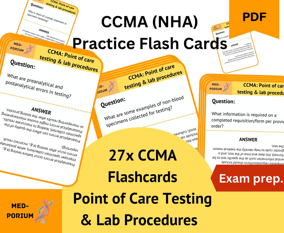 CCMA (NHA) Exam Flashcards: Point of Care Testing & Lab Procedures - Etsy