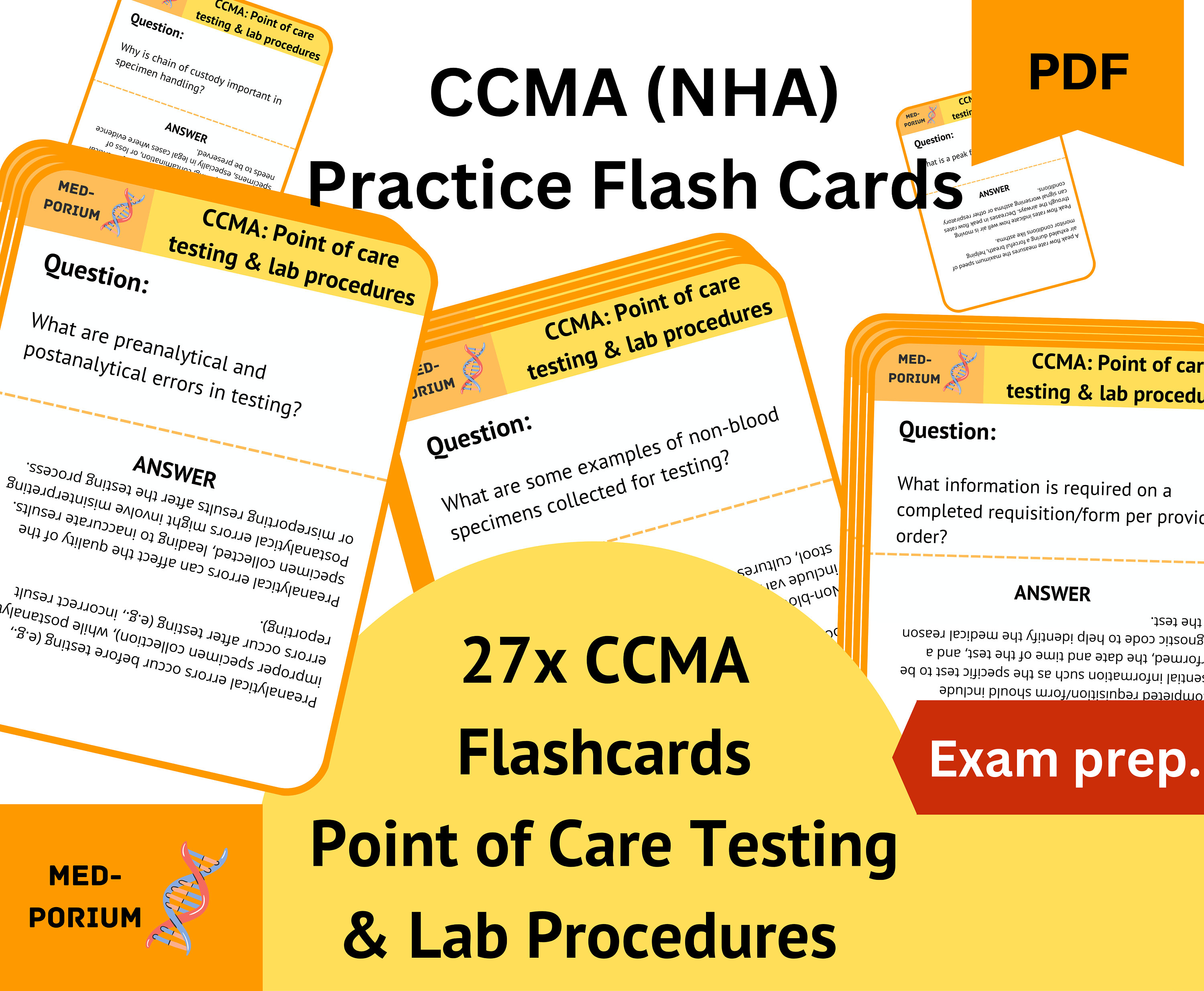CCMA (NHA) Exam Flashcards: Point of Care Testing & Lab Procedures - Etsy