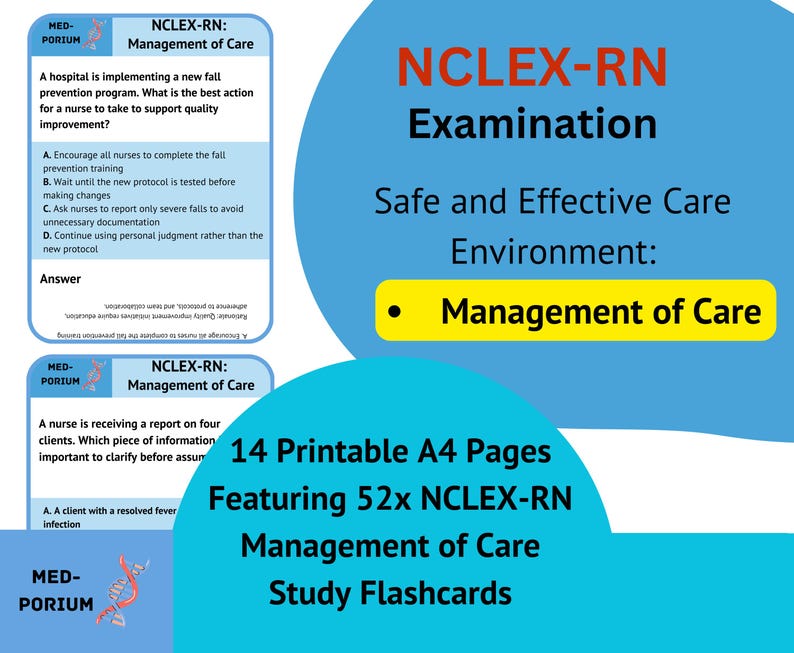 NCLEX-RN Flashcards: Management of Care - Etsy