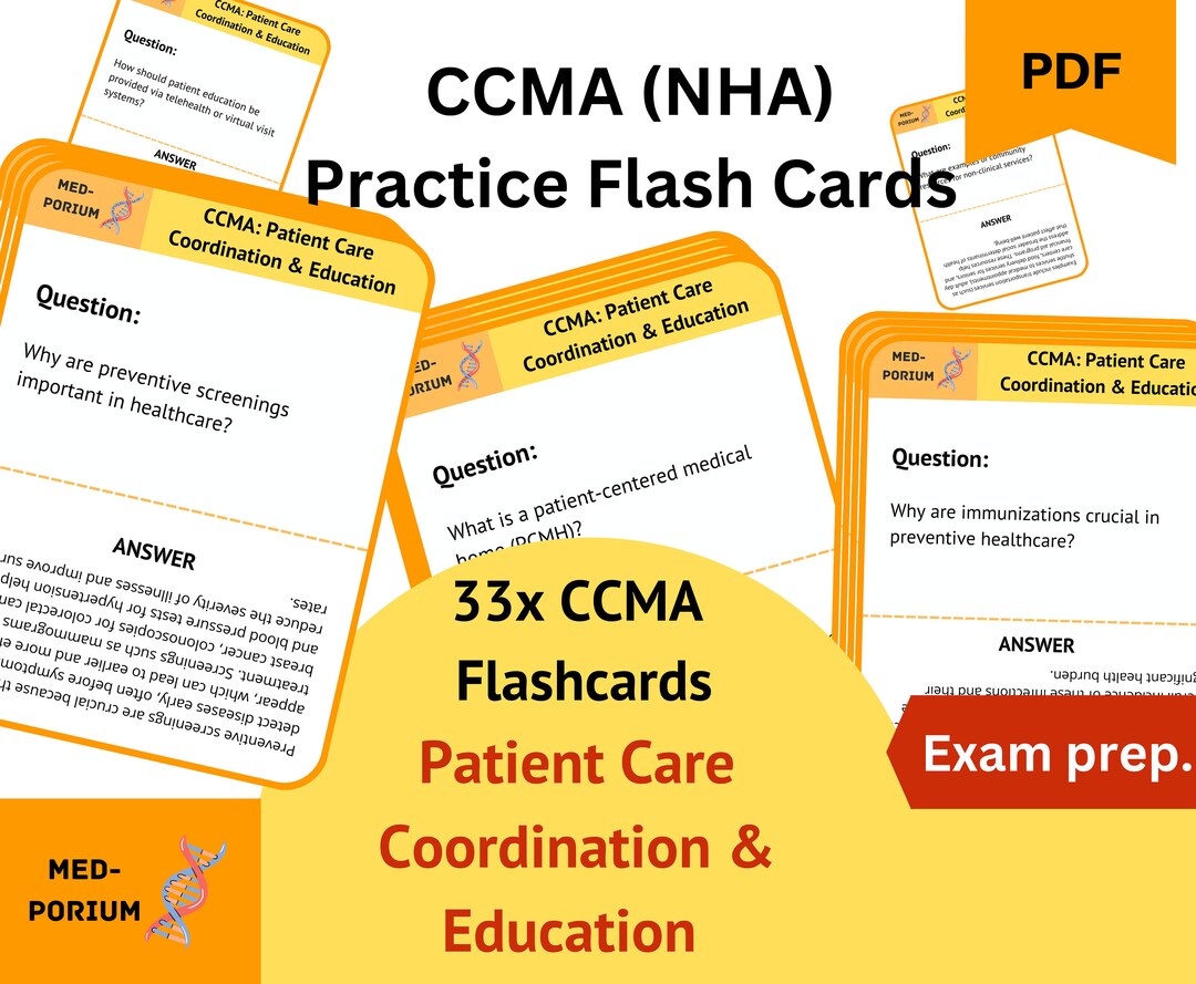 CCMA (NHA) Exam Flashcards: Patient Care Coordination & Education - Etsy