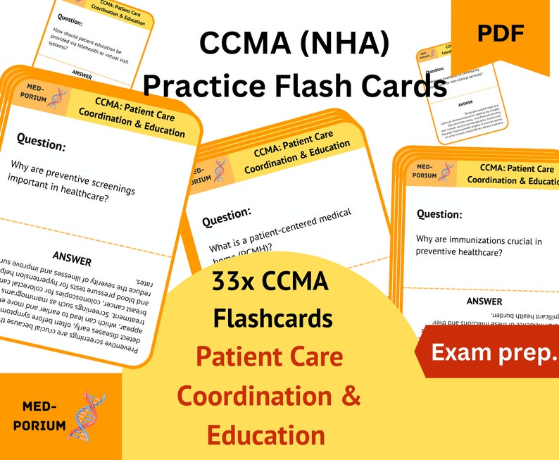CCMA (NHA) Exam Flashcards: Patient Care Coordination & Education - Etsy