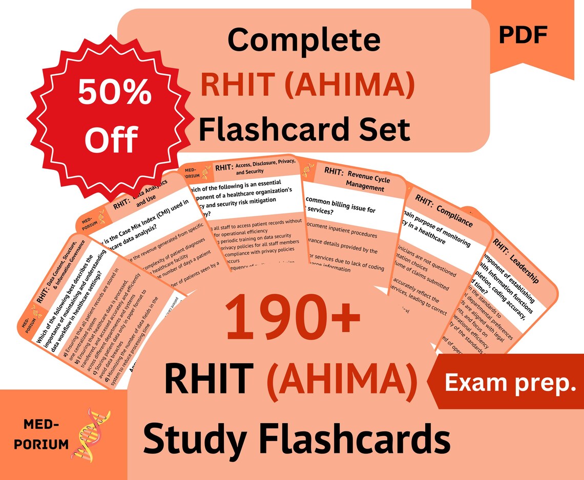 Complete RHIT (AHIMA) Exam Flashcard Set - Etsy