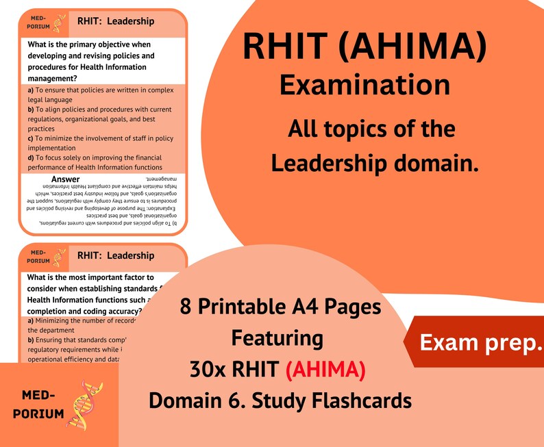 RHIT (AHIMA) Exam Flashcards: Leadership - Etsy