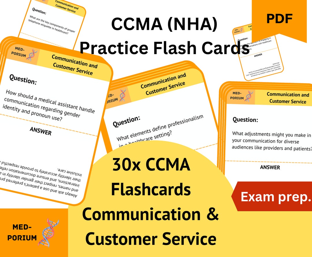 CCMA (NHA) Exam Flashcards: Communication & Customer Service - Etsy