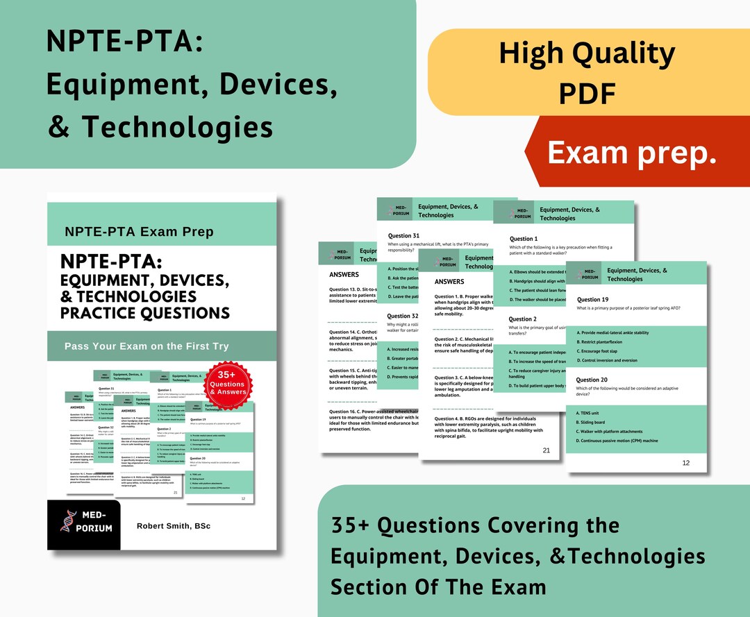 NPTE-PTA: Equipment, Devices, and Technologies Practice Questions - Etsy