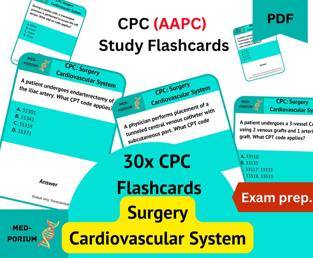 CPC (AAPC) Exam Flashcards: Surgery Cardiovascular System - Etsy