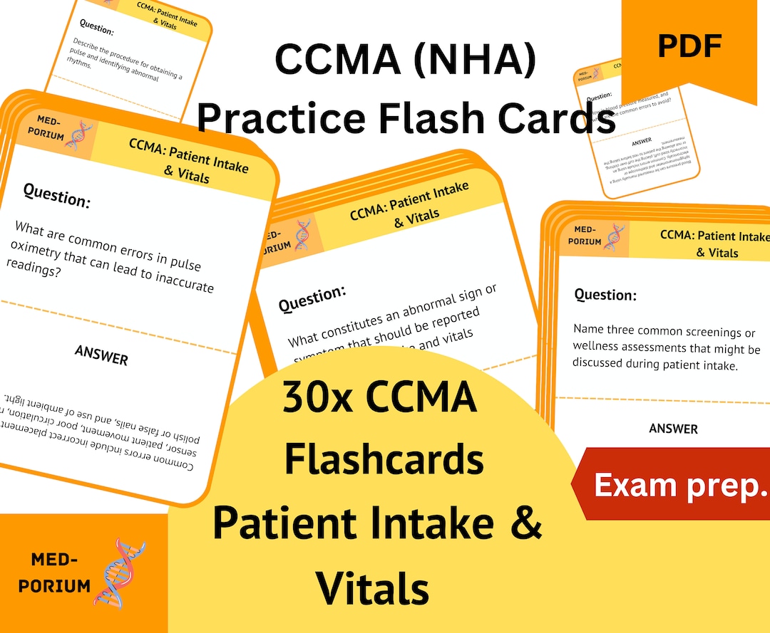 CCMA NHA Exam Flashcards: Patient Intake & Vitals - Etsy