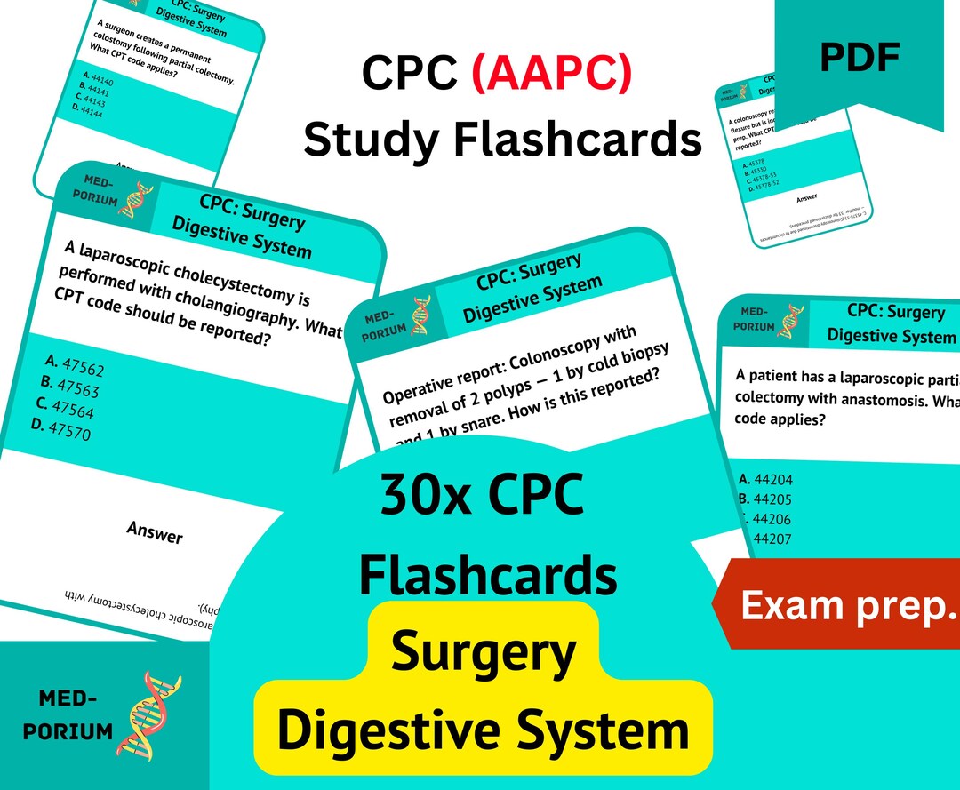 CPC (AAPC) Exam Flashcards: Surgery Digestive System - Etsy