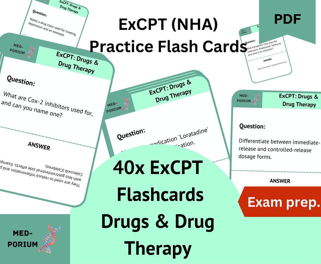 Excpt (NHA) Exam Flashcards: Drugs & Drug Therapy - Etsy