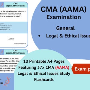 CMA (AAMA) Exam Flashcards: Legal and Ethical Issues - Etsy