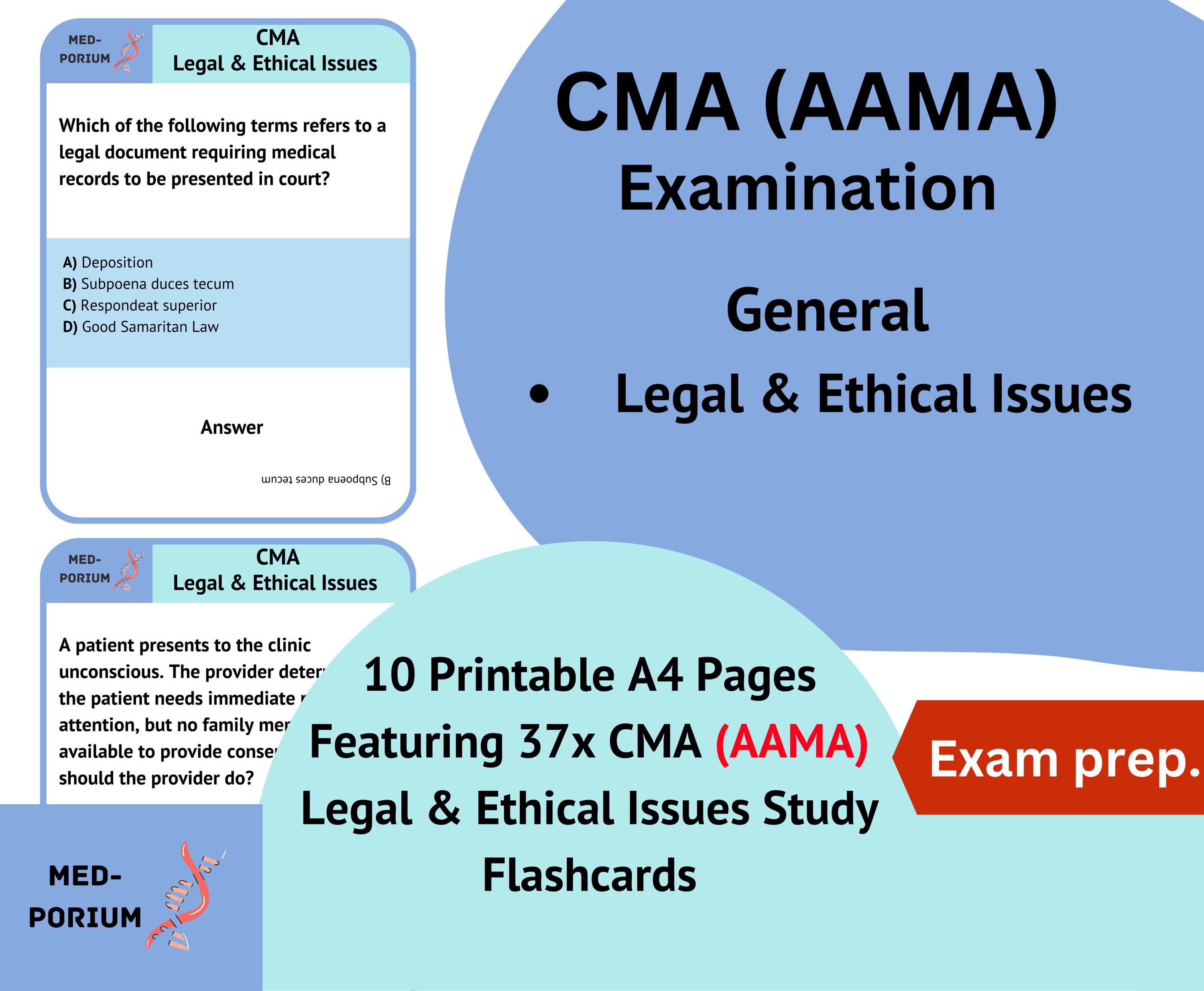 CMA (AAMA) Exam Flashcards: Legal and Ethical Issues - Etsy