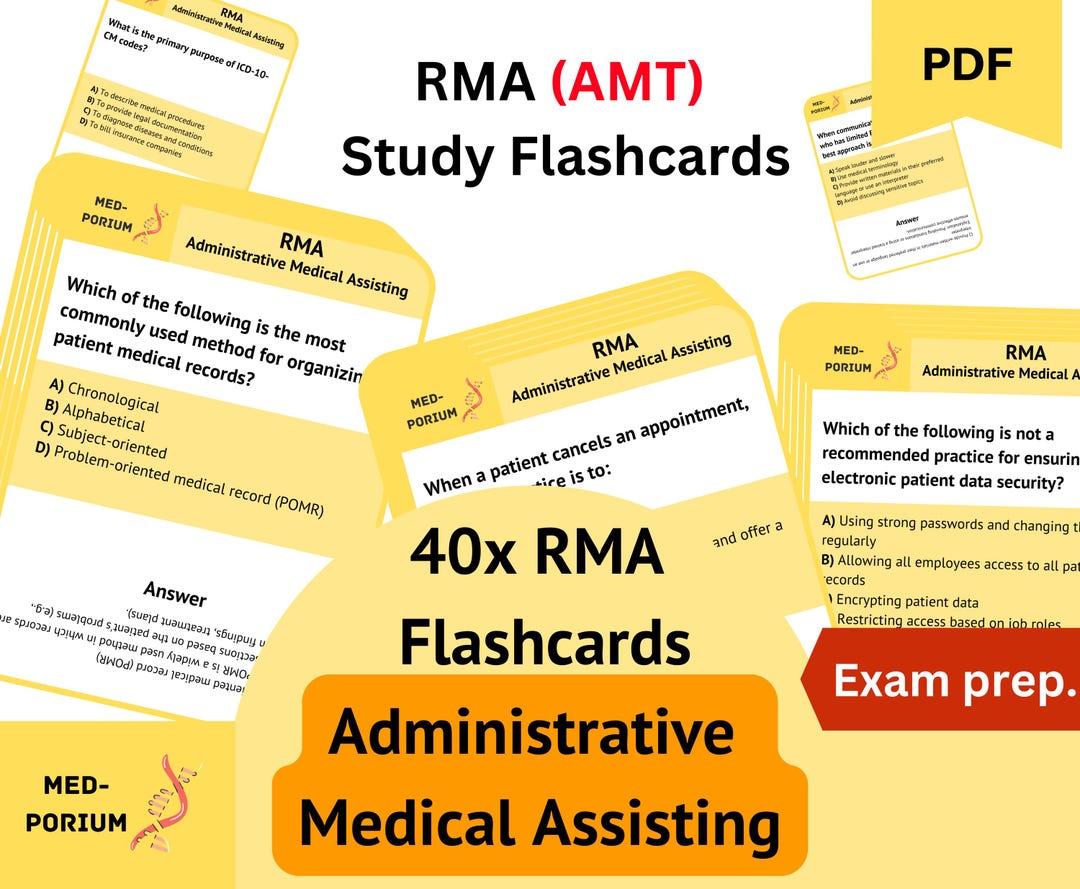 RMA (AMT) Exam Flashcards: Administrative Medical Assisting - Etsy