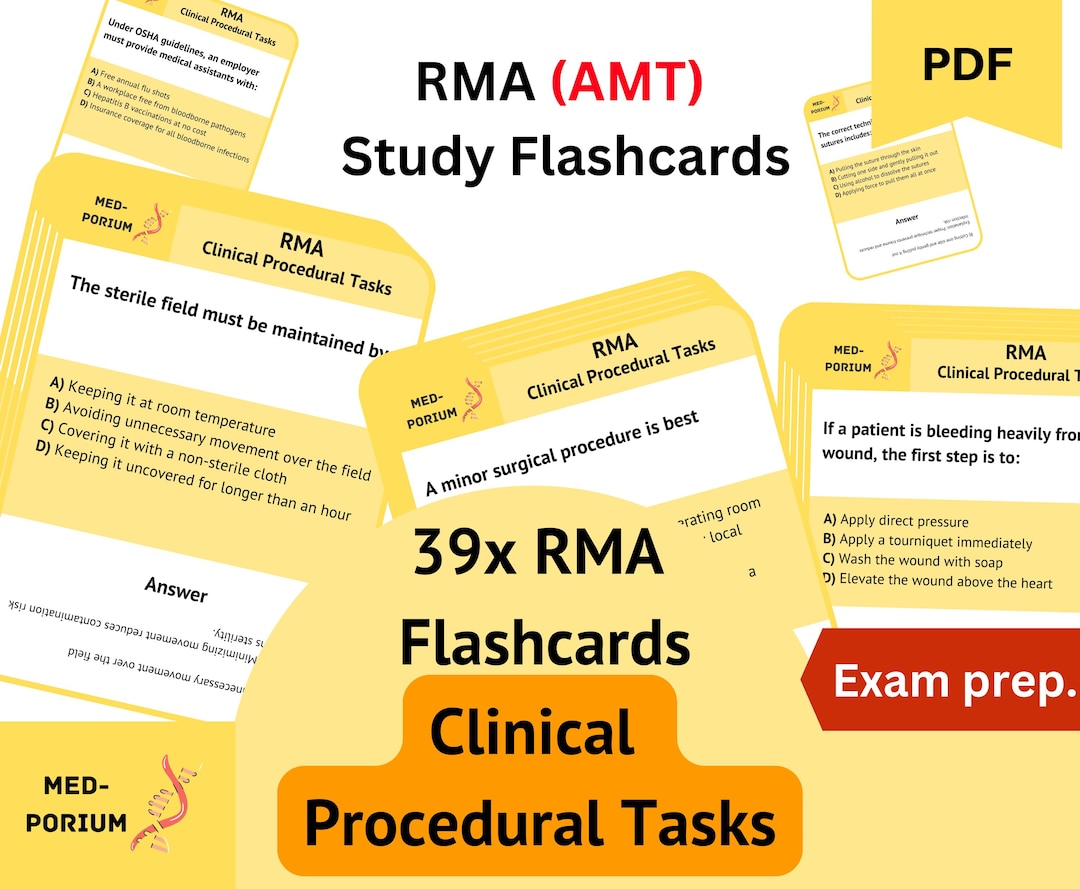 RMA (AMT) Exam Flashcards: Clinical Procedural Tasks - Etsy