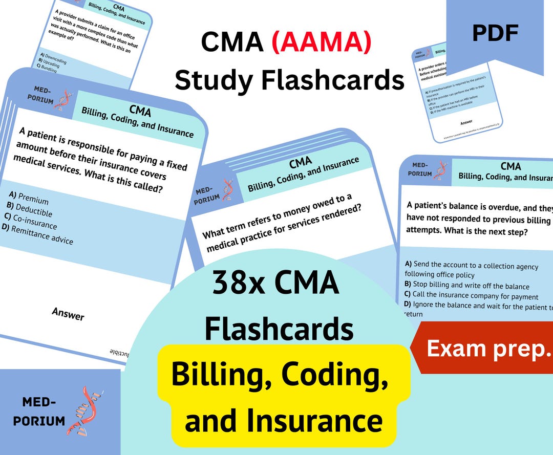 CMA (AAMA) Exam Flashcards: Billing, Coding, and Insurance - Etsy