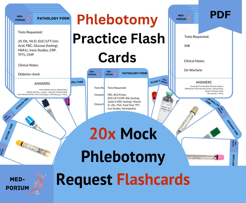Phlebotomy Practice Flashcards: Mock Phlebotomy Requests - Etsy
