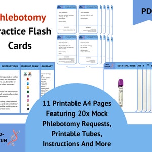 Phlebotomy Practice Flashcards: Mock Phlebotomy Requests - Etsy