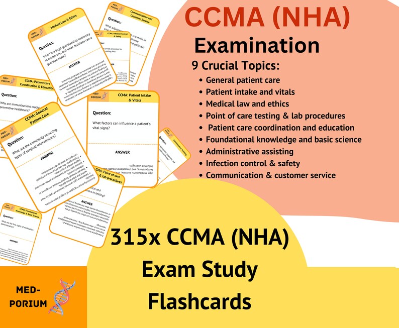 Complete CCMA (NHA) Exam Flashcard Set - Etsy