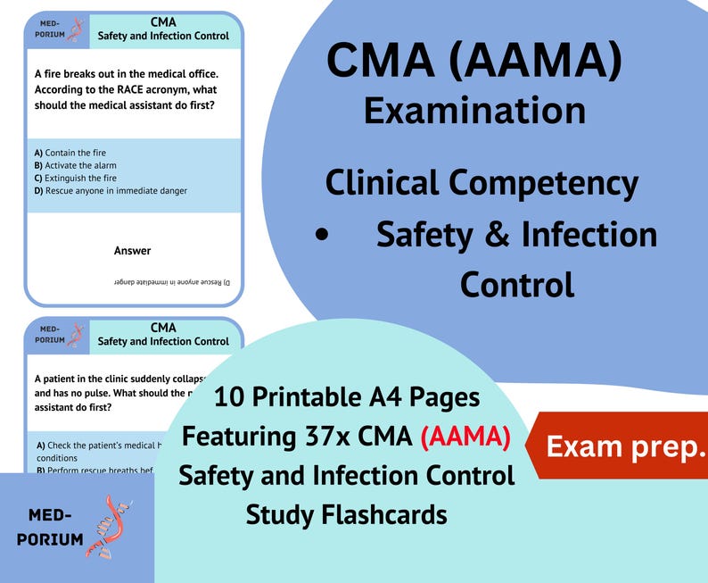 CMA (AAMA) Exam Flashcards: Safety and Infection Control - Etsy