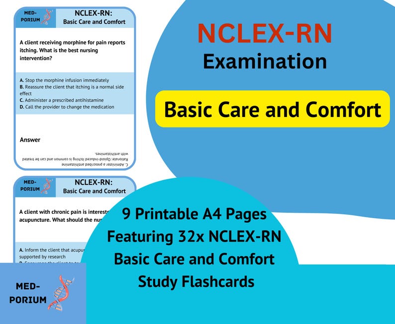 NCLEX-RN Flashcards: Basic Care and Comfort - Etsy