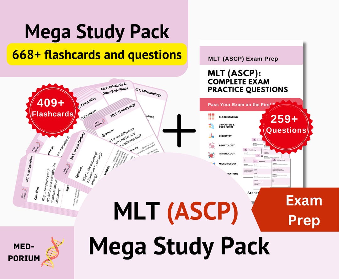 Mega MLT (ASCP) Exam Prep Pack – Complete Flashcards + Ebook - Etsy