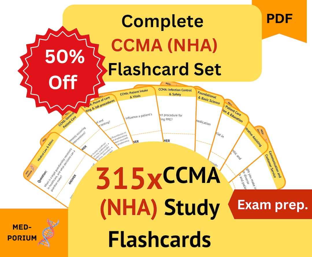 Complete CCMA (NHA) Exam Flashcard Set - Etsy