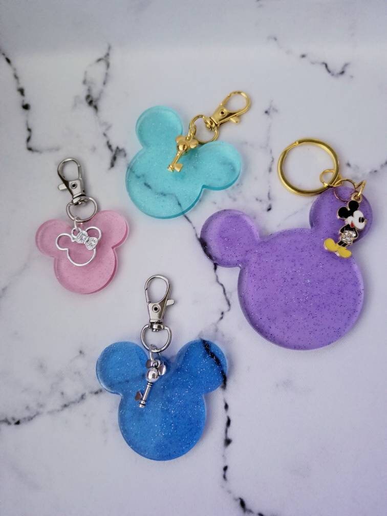 Mickey Head Resin Mouse Keychain or Zipper Pull With Minnie or Mickey ...
