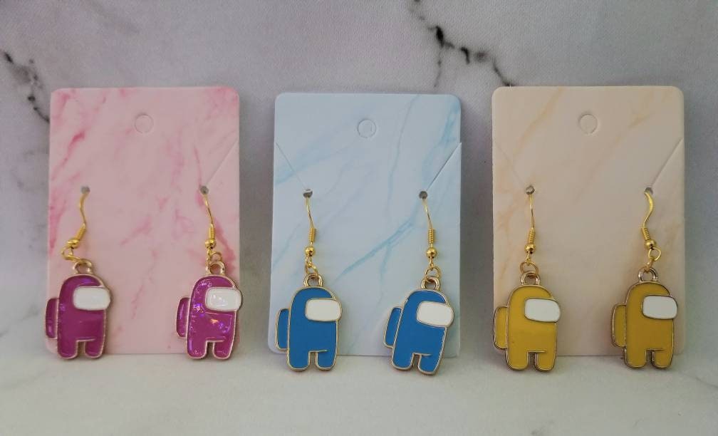 Among Us Gold Tone Hook Dangle or Clip on Earrings or Zipper Pull ...