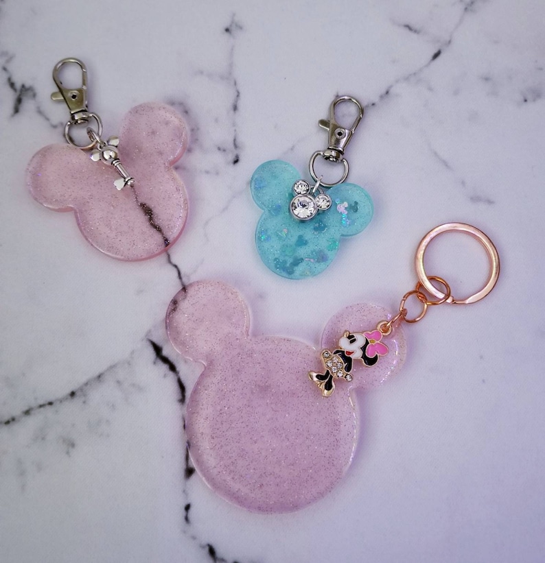 Mickey Head Resin Mouse Keychain or Zipper Pull With Minnie or Mickey ...
