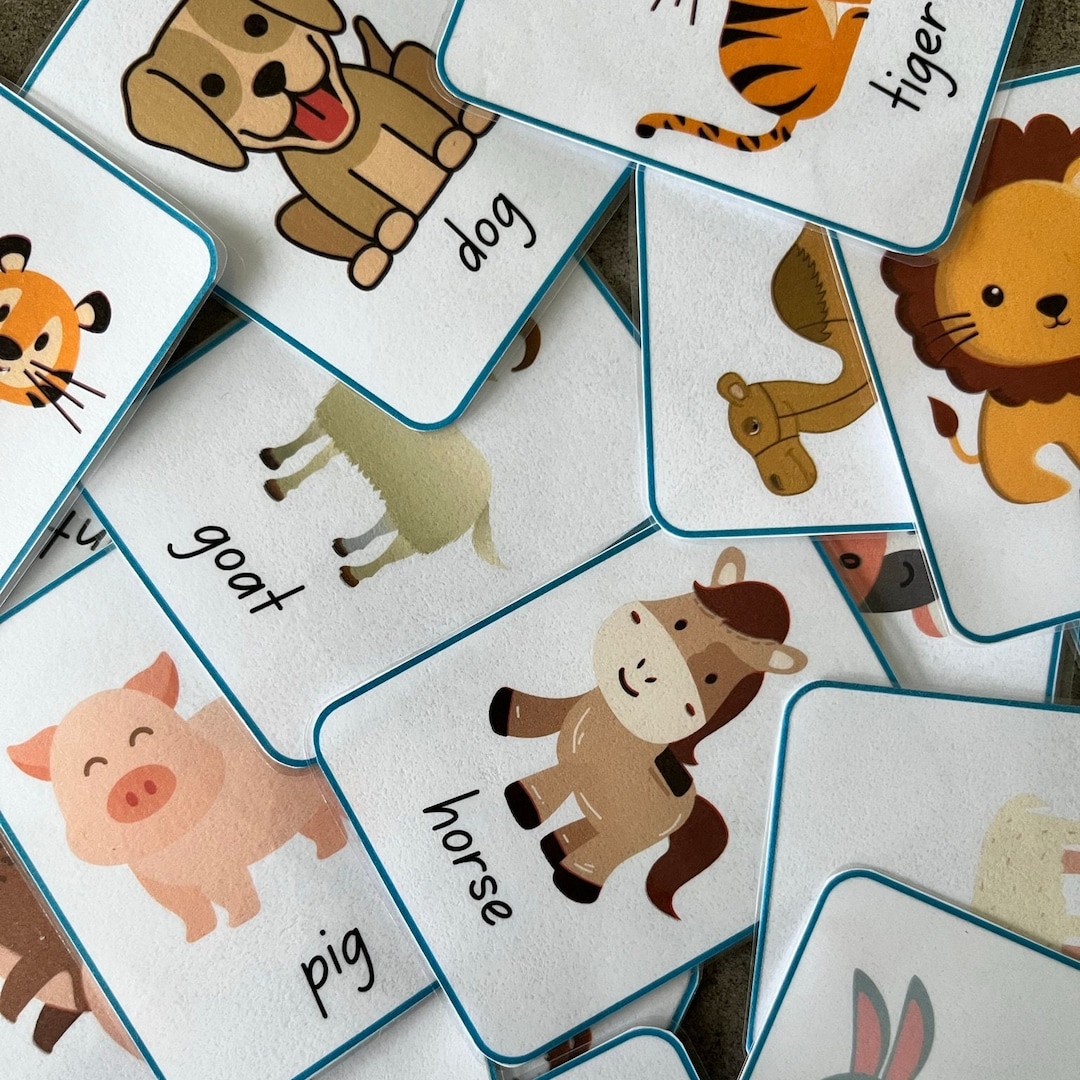 Printable Animal Matching Card Game, English - Etsy