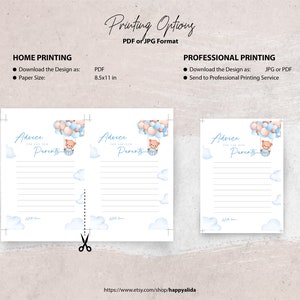 Printable Teddy Bear Hot Air Balloon Advice for the Parents-to-be Cards ...