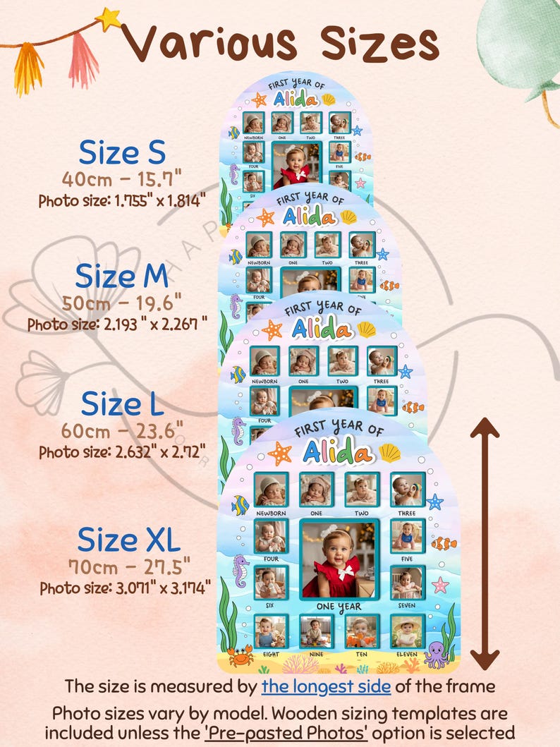 Custom Ocean Beach Baby First Year Board, Personalized Under the Sea ...