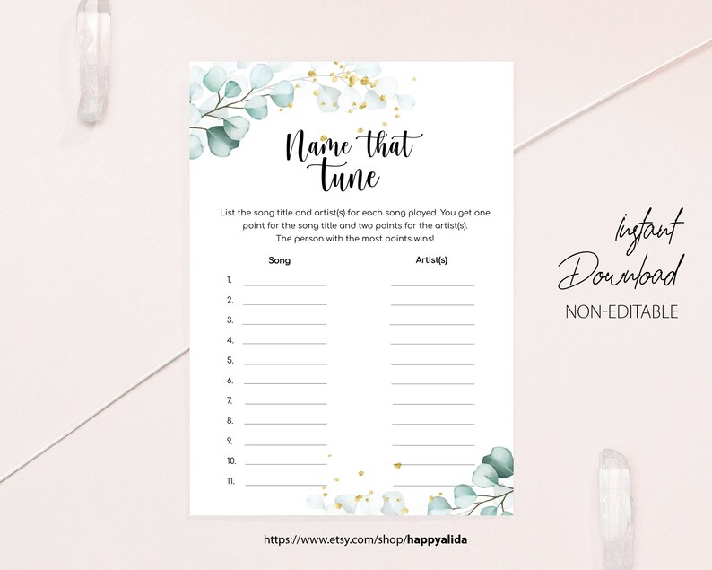 Printable Name That Tune Game, Guess the Song, Guess the Artist, Music ...