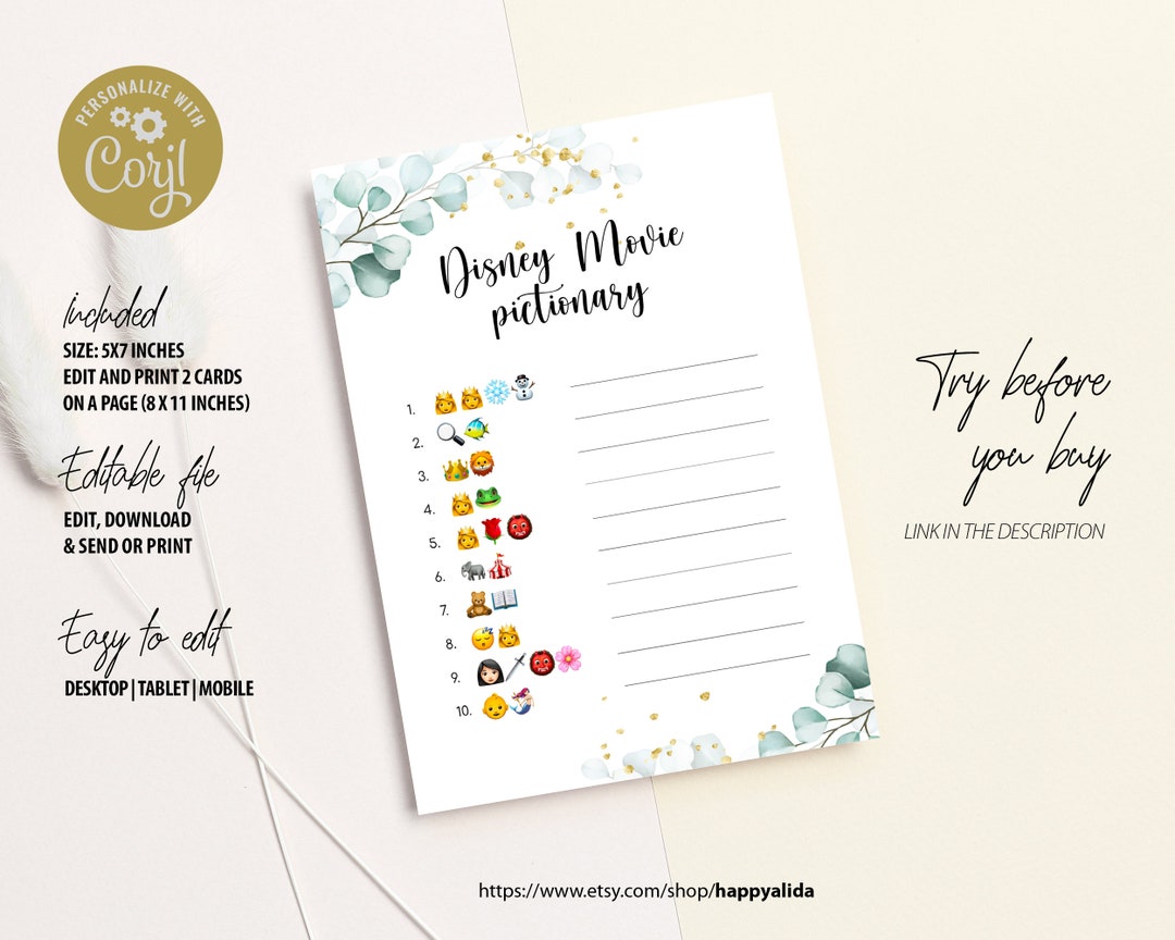 Editable Cartoon Movie EMOJI Pictionary Baby Shower Party - Etsy Australia