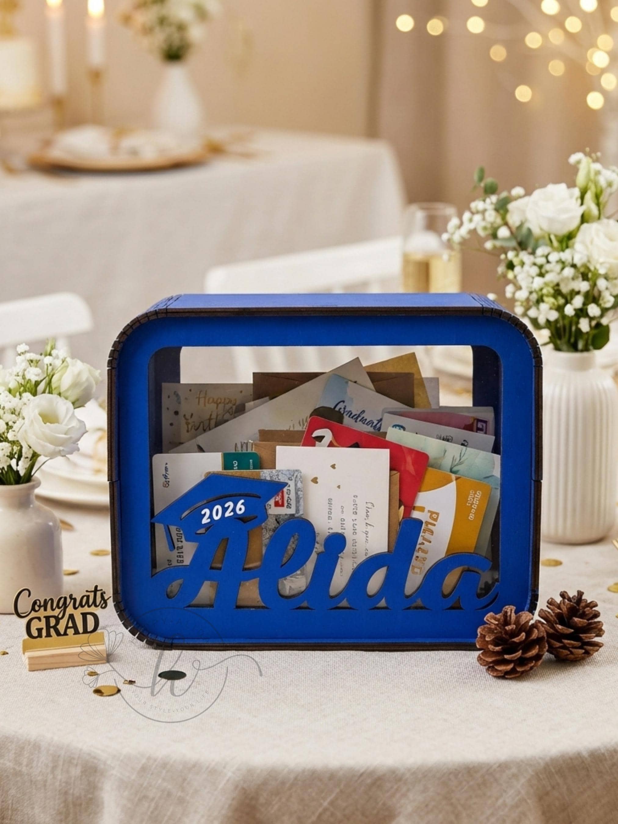 Custom Graduation Card Box 2026, Keepsake Memory Box With Slot ...