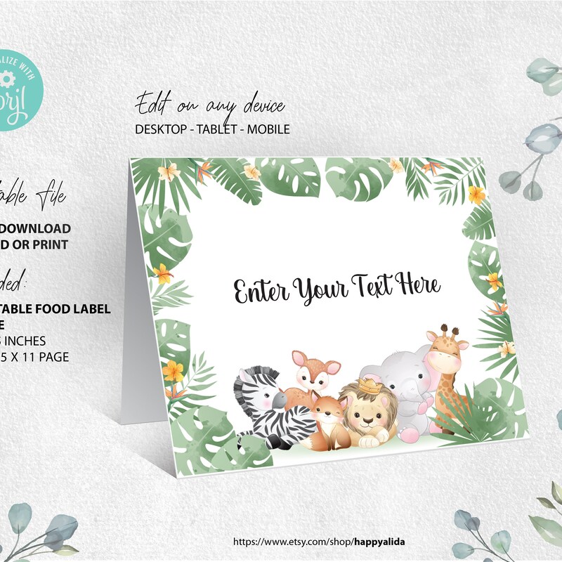 Jungle Table Tents - Etsy