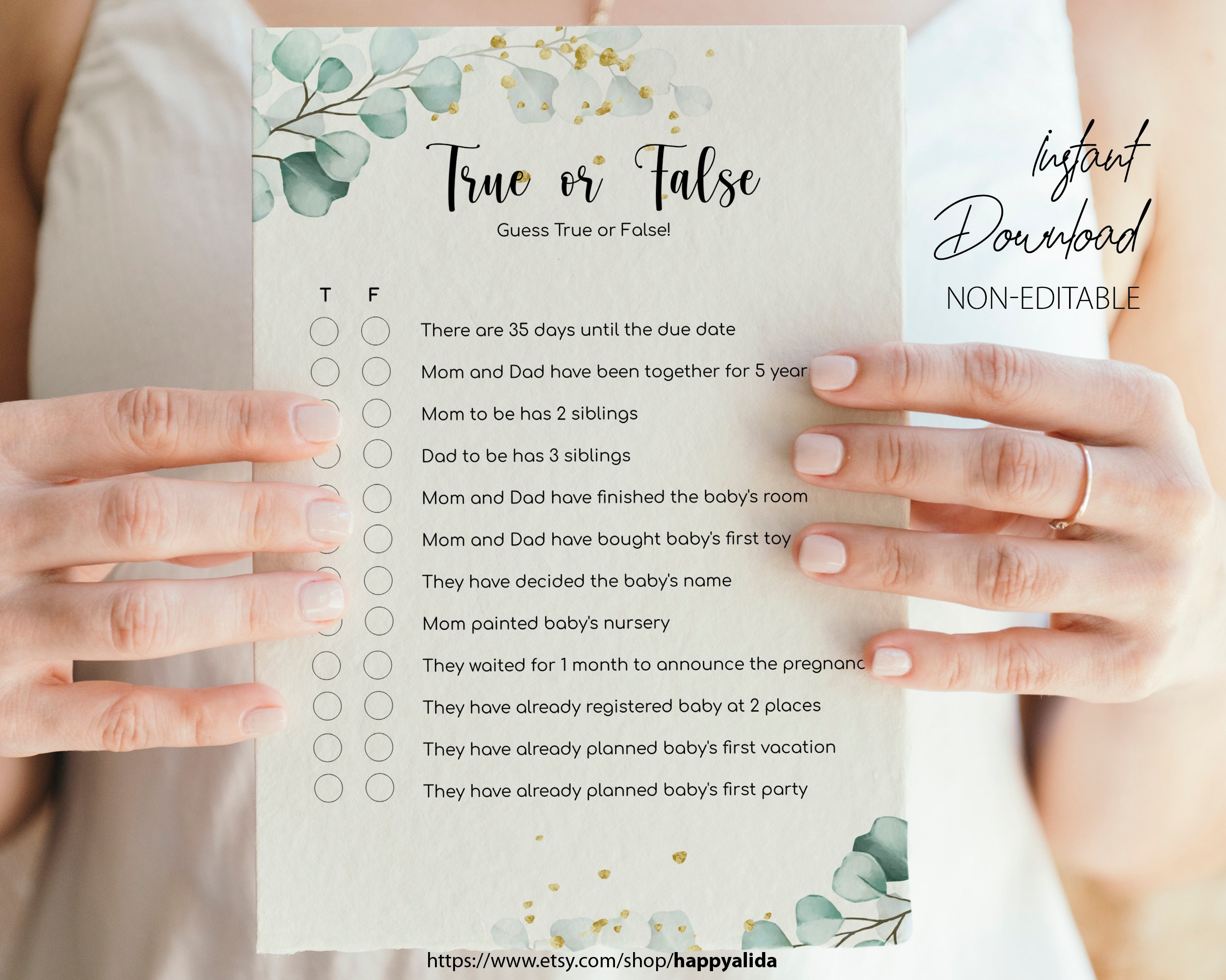 Printable True or False Baby Shower Games Oh Baby True or - Etsy