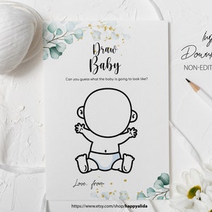 Printable Baby Shower Draw the Baby Game, Printable Baby Shower Games ...
