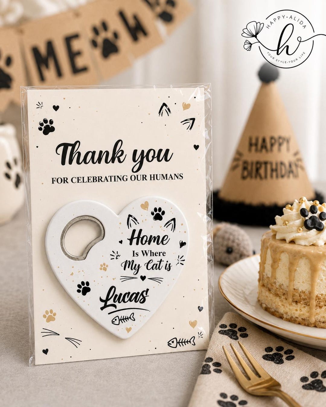 Cat Birthday Party Favors for Guests, Celebrating Our Humans Magnet ...