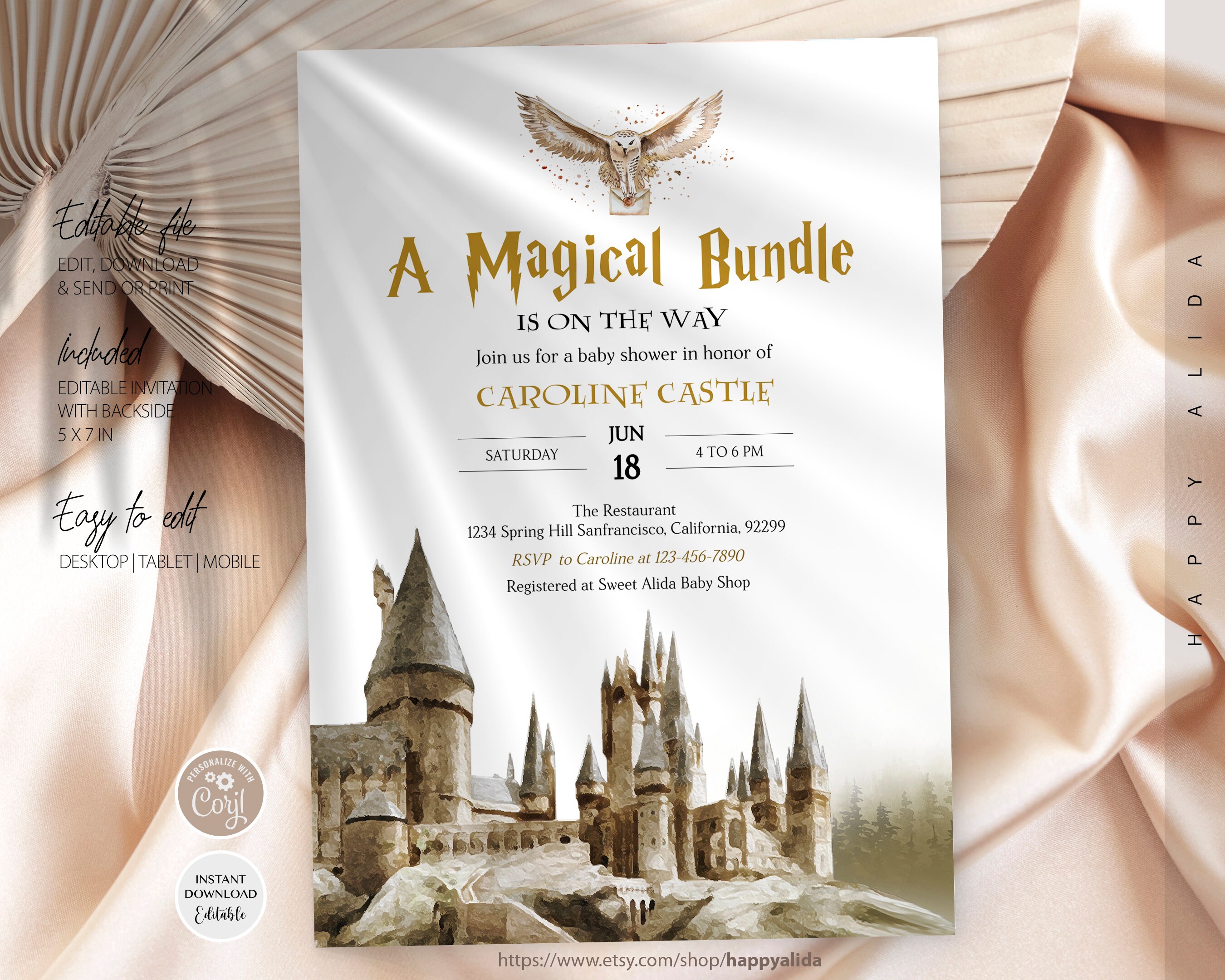 Editable Wizard Baby Shower Invitation, Magical Bundle on the Way ...