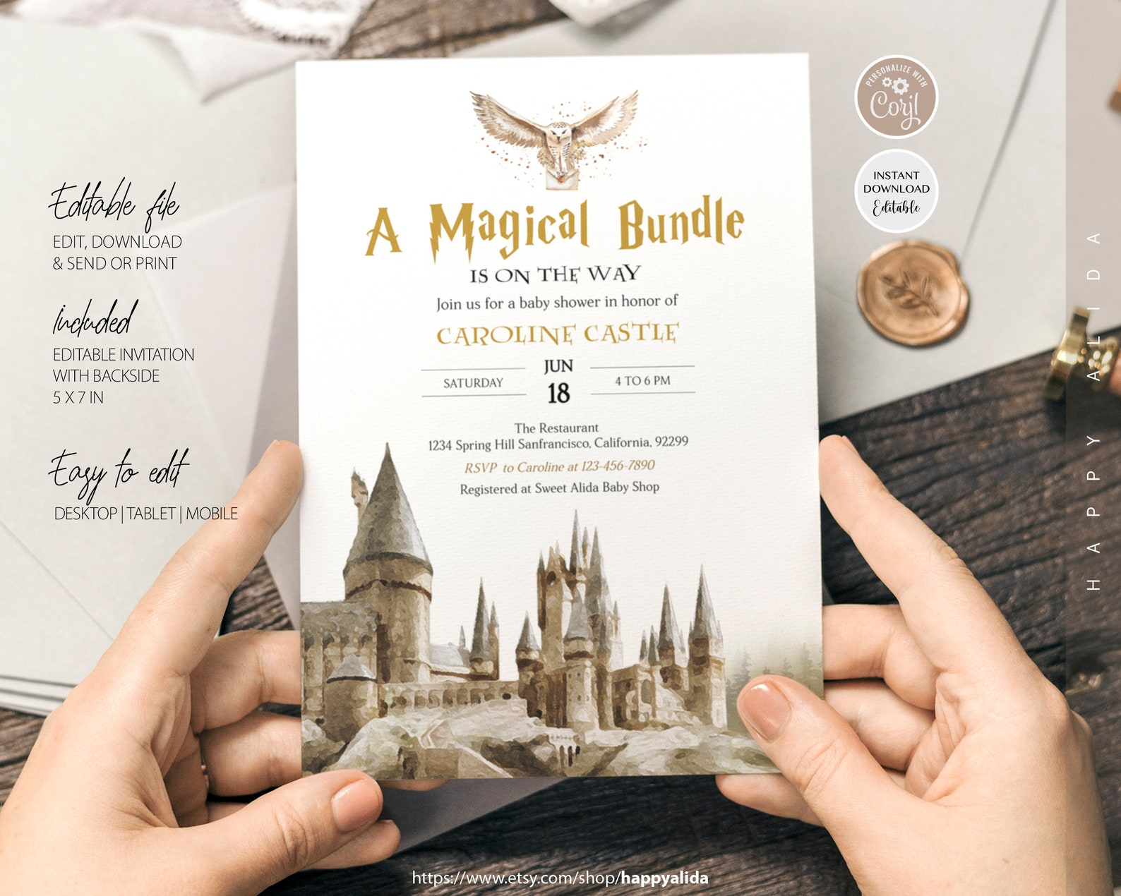 Editable Wizard Baby Shower Invitation, Magical Bundle on the Way ...