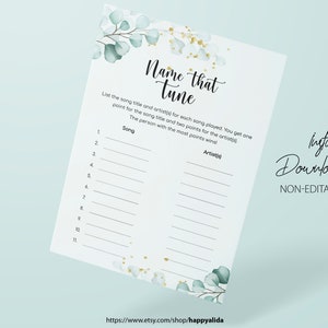 Printable Name That Tune Game, Guess the Song, Guess the Artist, Music ...